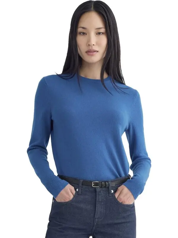 Everlane Cashmere Slim Crew Sweater - Classic Blue