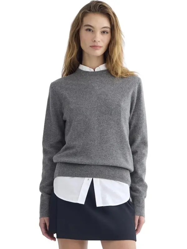 Everlane Cashmere Slim Crew Sweater - Heather Charcoal