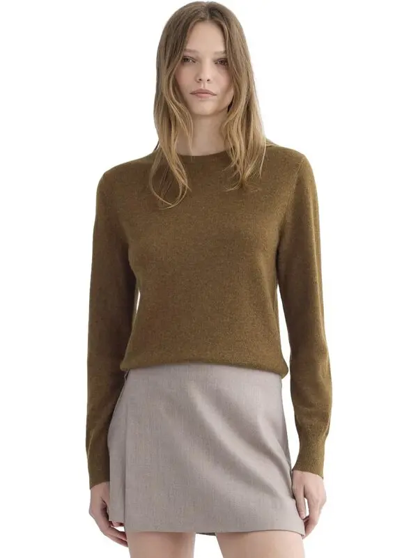 Everlane Cashmere Slim Crew Sweater - Heathered Toffee