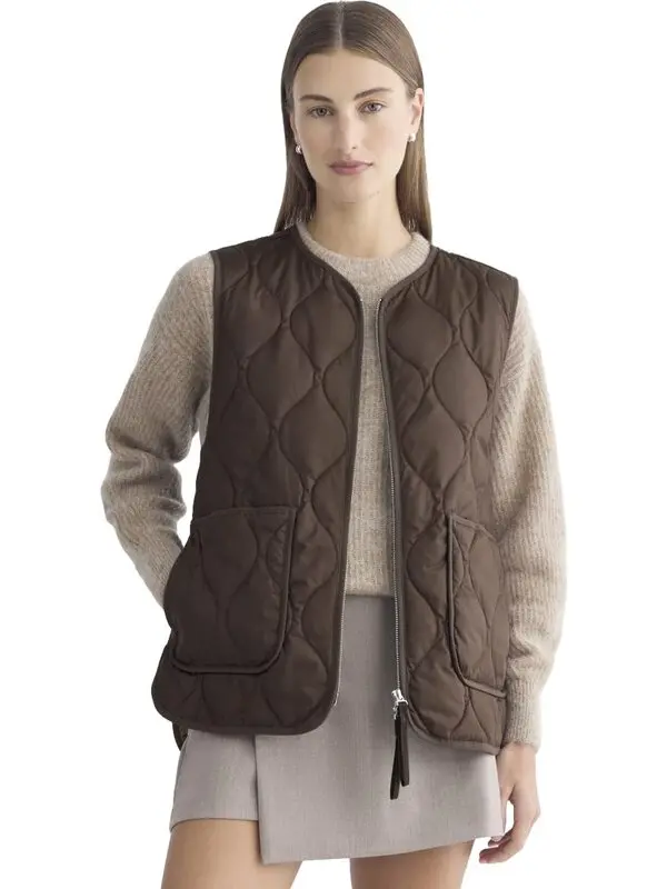 Everlane Renew Quilted Vest - Coffee Bean