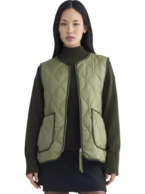 Everlane Renew Quilted Vest - Lichen Green