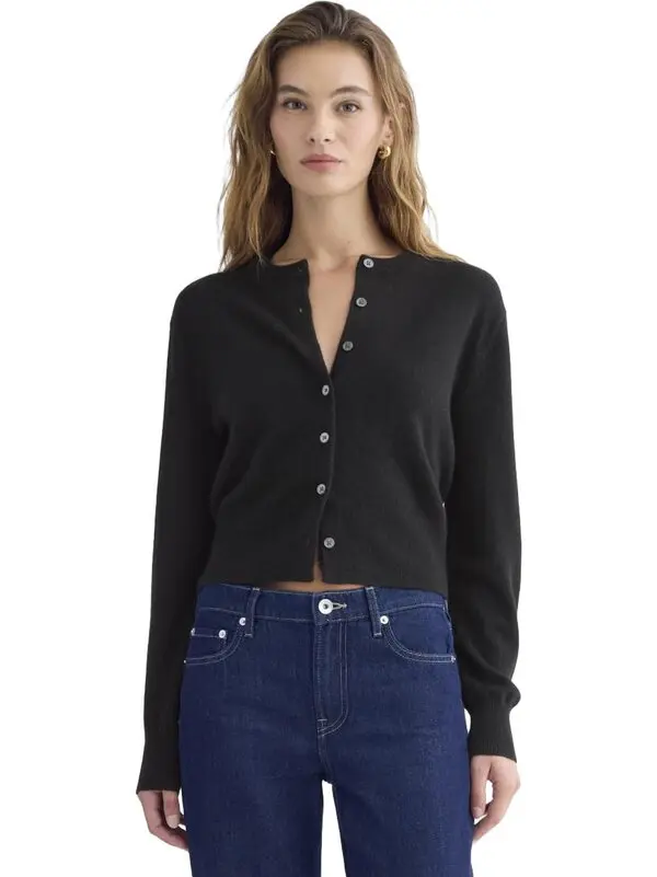Everlane Cashmere Cropped Cardigan - Black
