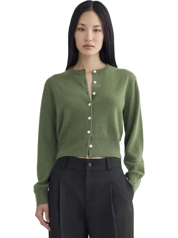 Everlane Cashmere Cropped Cardigan - Forest Green