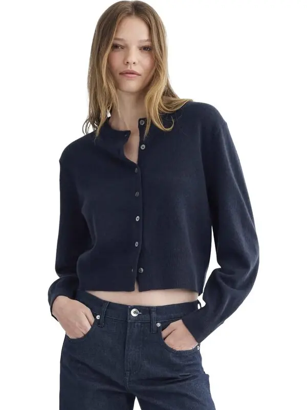Everlane Cashmere Cropped Cardigan - Navy