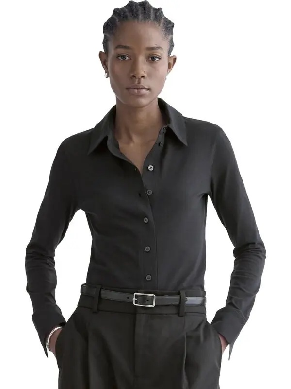 Everlane Button-up Shirt In Essential Cotton - Black