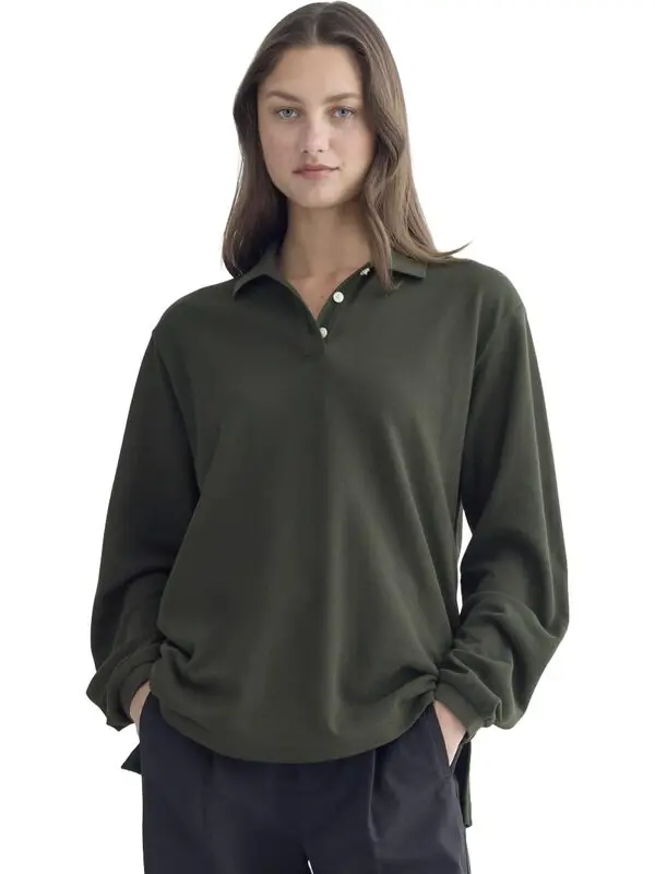 Everlane Oversized Pique Polo T-shirt - Dark Green