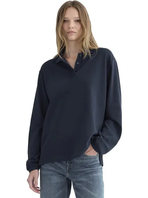 Everlane Oversized Pique Polo T-shirt - Deep Navy