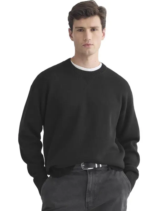 Everlane Luxe Merino Double-knit Pullover - Black