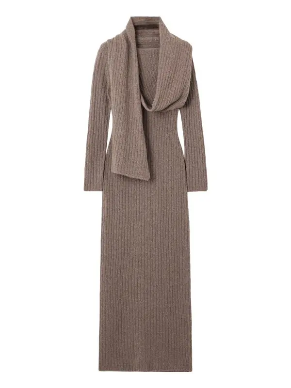 Cult Gaia Natacha Cable-knit Wool And Cashmere-blend Dress - Brown