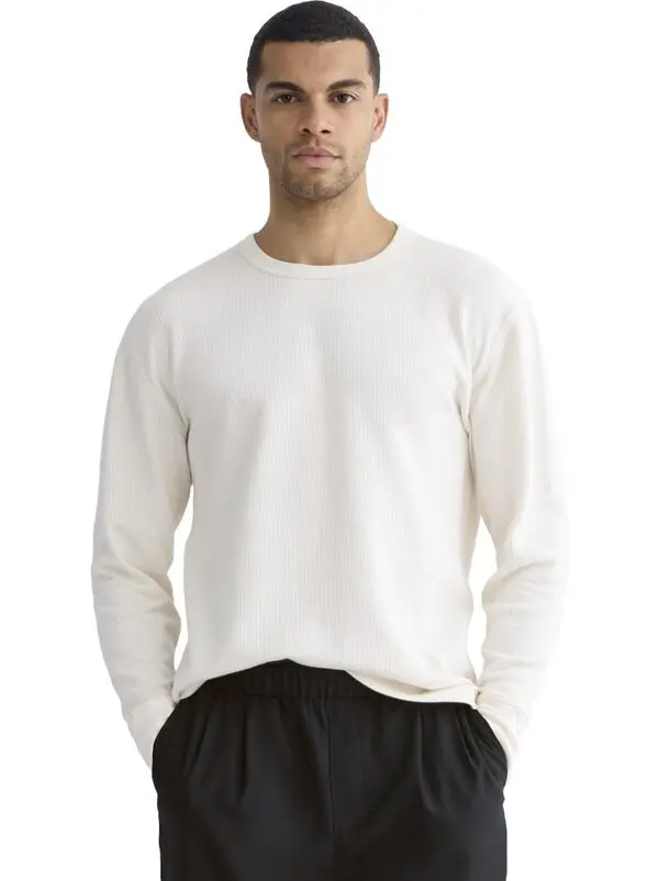 Everlane Thermal Crew In Cozy Waffle - Bone White