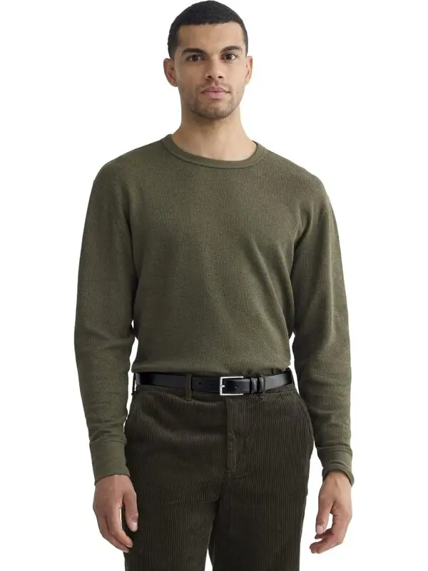 Everlane Thermal Crew In Cozy Waffle - Heather Olive