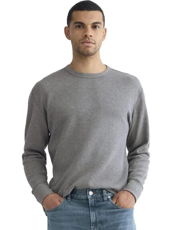 Everlane Thermal Crew In Cozy Waffle - Heathered Charcoal