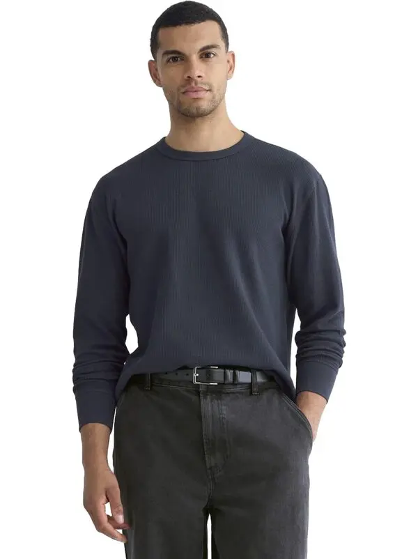 Everlane Cozy Waffle Cotton Crew - Navy