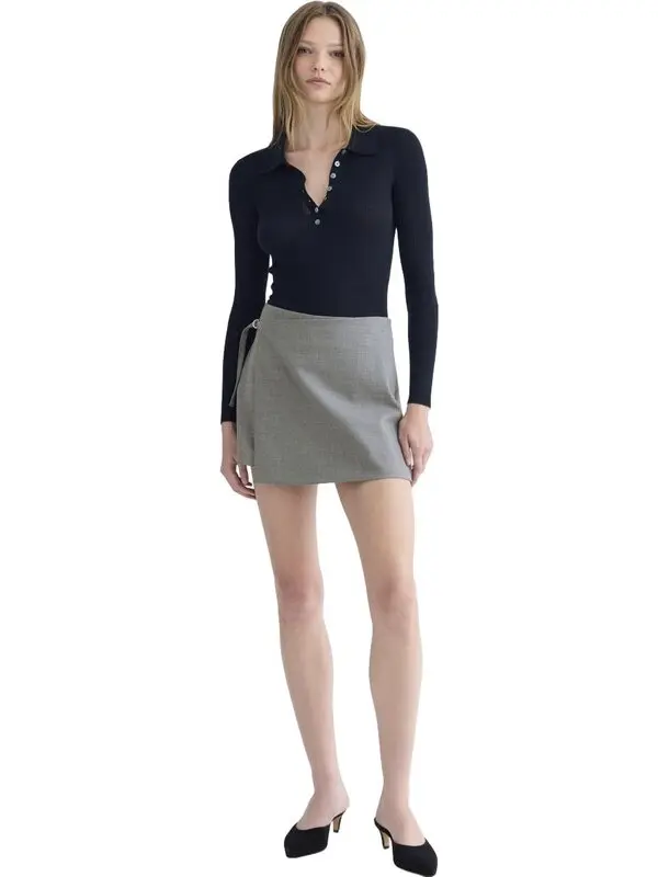 Everlane Tailor Twill Wrap Mini Skort - Heather Graphite
