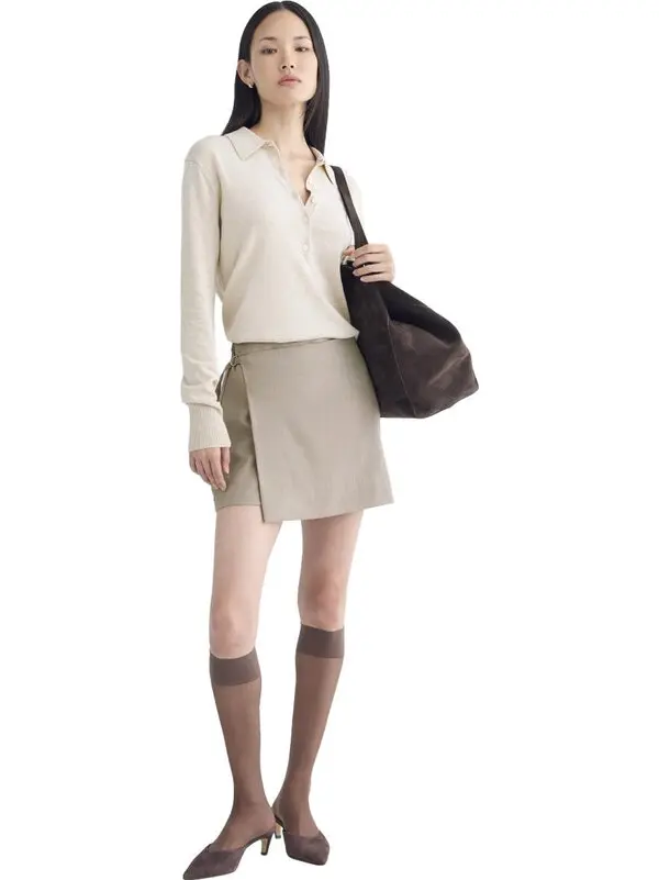 Everlane Wrap Mini Skort - Light Taupe