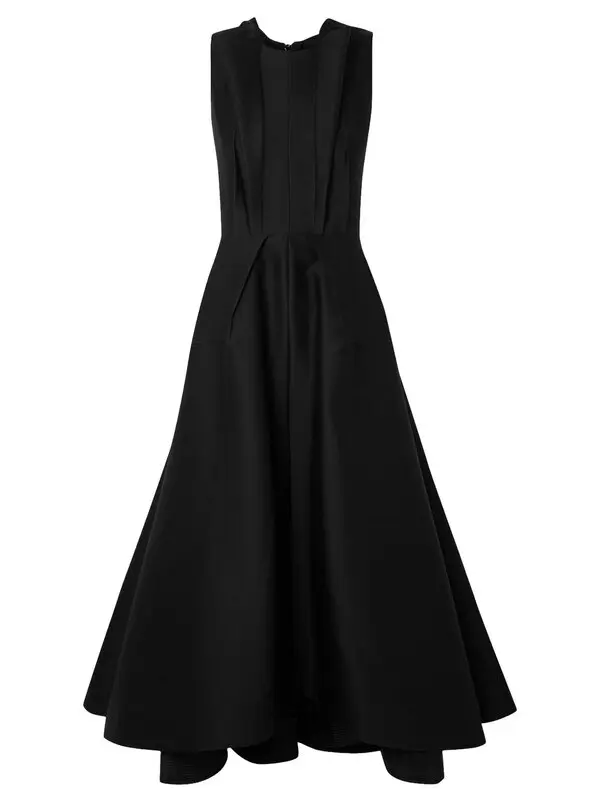 Maticevski Invigorate Pleated Wool And Silk-blend Dress - Black