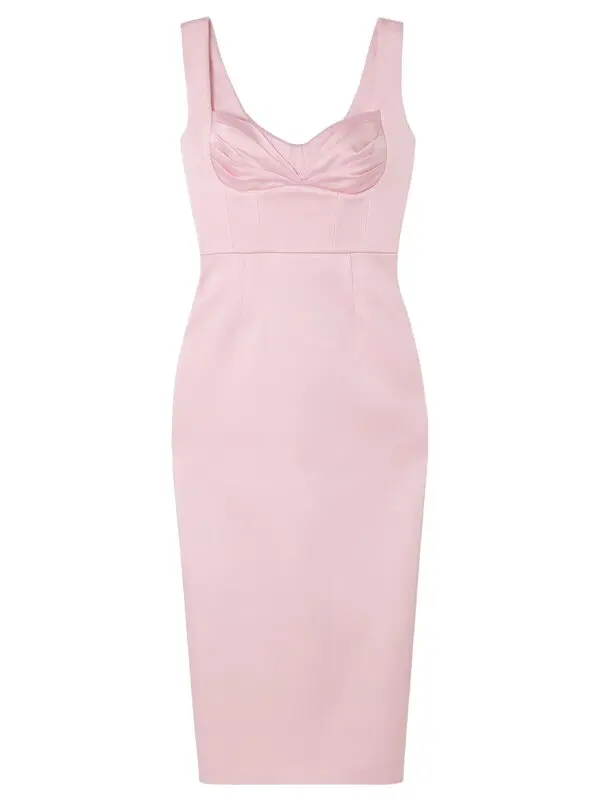 Rebecca Vallance Aymee Gathered Satin-twill Midi Dress - Pink