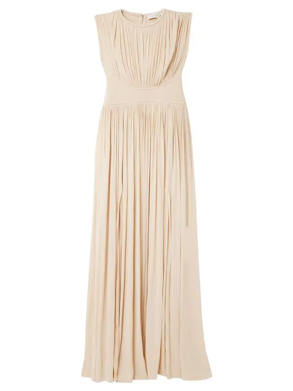 Zimmermann Hypnotic Gathered Paneled Jersey Maxi Dress - Cream