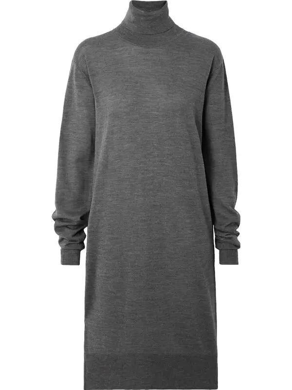 TOTÊME Wool And Silk-blend Turtleneck Dress - Gray