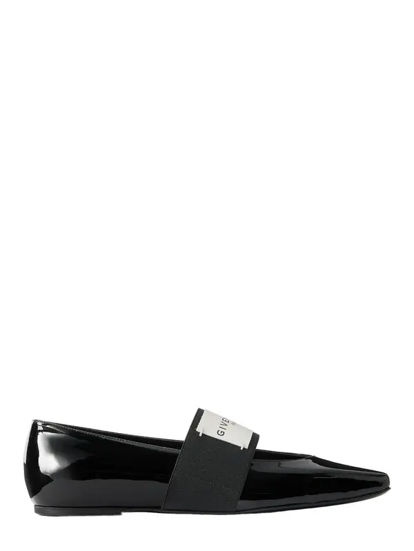 Givenchy Logo Appliquéd Patent-leather Ballet Flats - Black