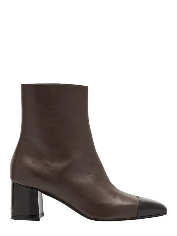 FERRAGAMO Sambi Cap-toe Leather Ankle Boots - Moro