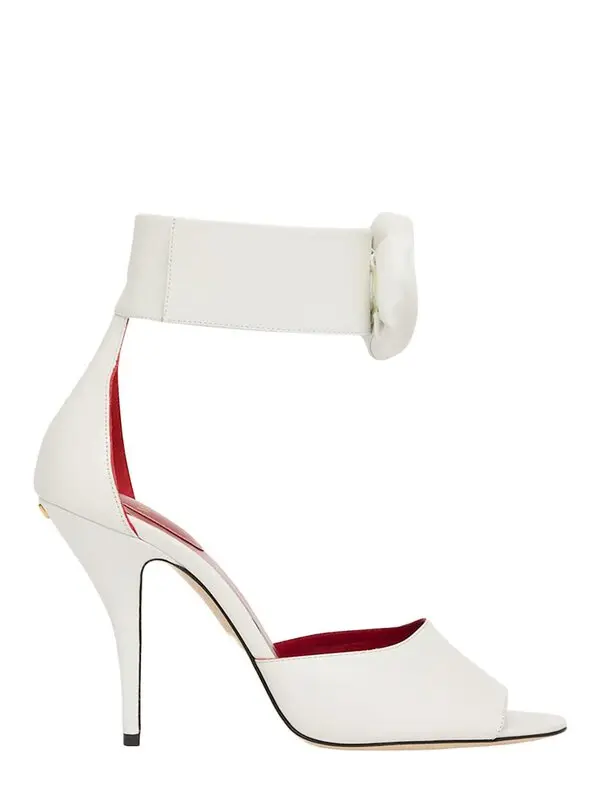 Valentino Garavani Embellished Rose Leather Sandals - Bianco Multi