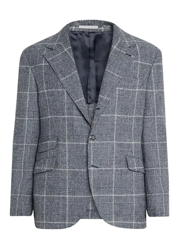Brunello Cucinelli Overplaid Metal-button Sport Coat - Denim