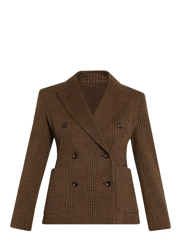 Max Mara Zulma Houndstooth Wool Double-breasted Jacket - Brown