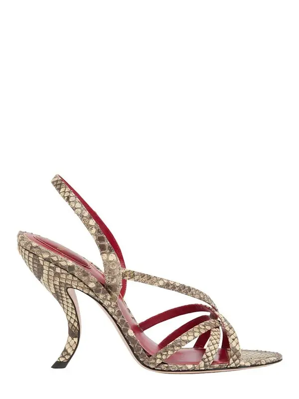 Valentino Garavani Fetishique Snakeskin Strappy Sandals - Crema