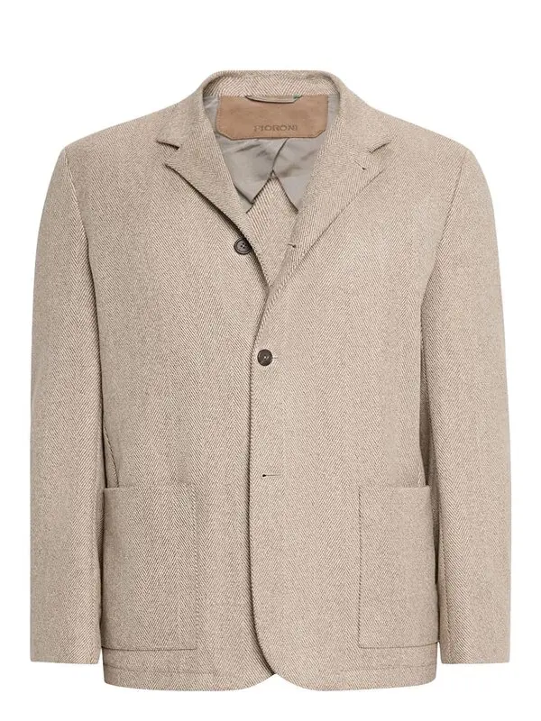 Fioroni Cashmere Herringbone Voyager Jacket - Naturale