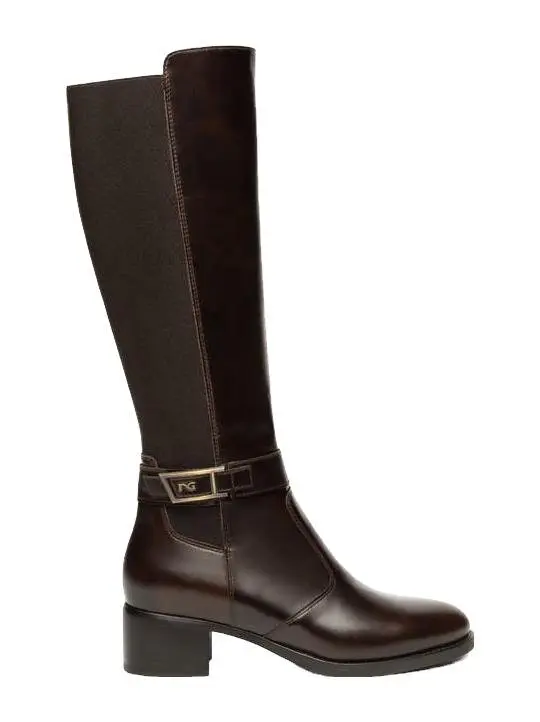 NEROGIARDINI Block Heel Tall Boots - Chocolate