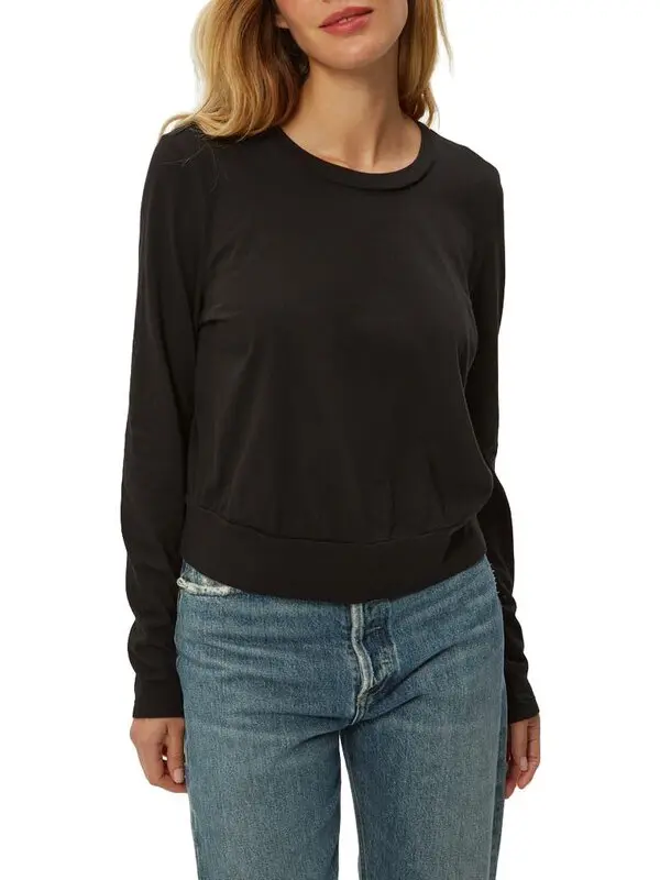 Michael Stars Long Sleeve Crop T-shirt - Black