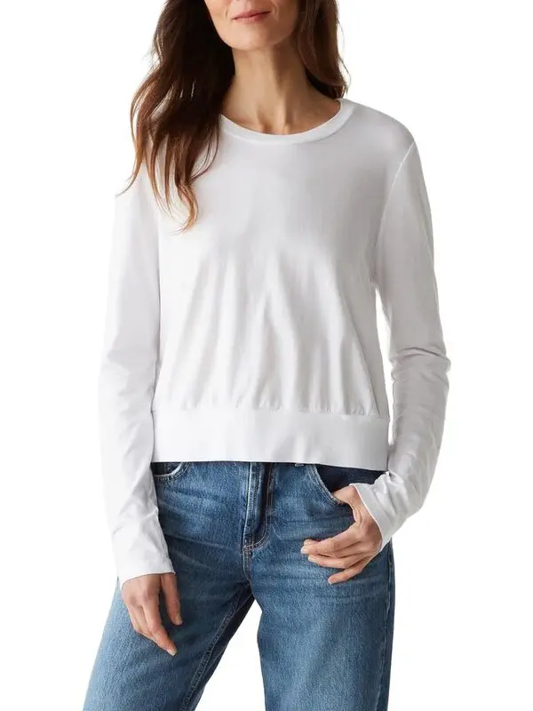 Michael Stars Long Sleeve Crop T-shirt - White