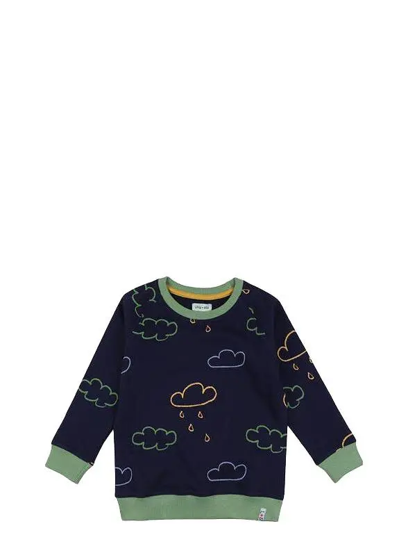 LILLY + SID Organic Cotton Weather Print Sweatshirt - Navy