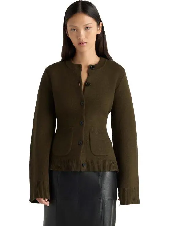 Modern Citizen Organic Cotton-wool Cardigan - Dark Olive