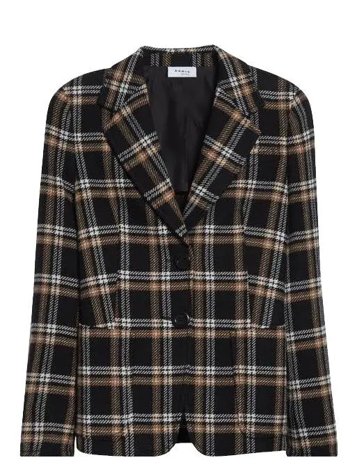 Akris Plaid Wool-blend Jacket - Black-camel-cream