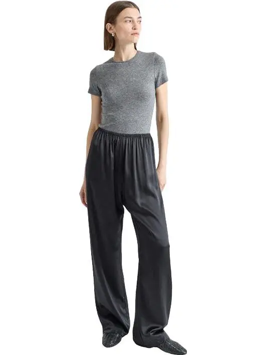 Almina Concept Short Sleeve Knit Top - Charcoal