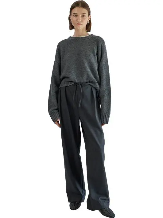 Almina Concept Waist Tie Wool Trousers - Charcoal