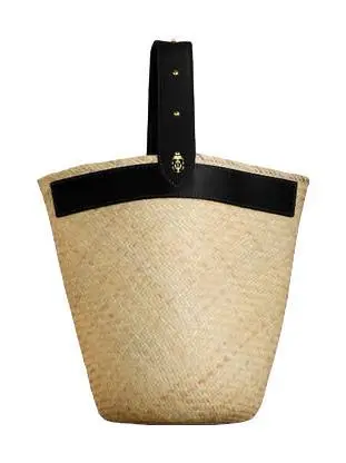 LASTELIER Borneo Leather And Straw Bucket Bag - Black