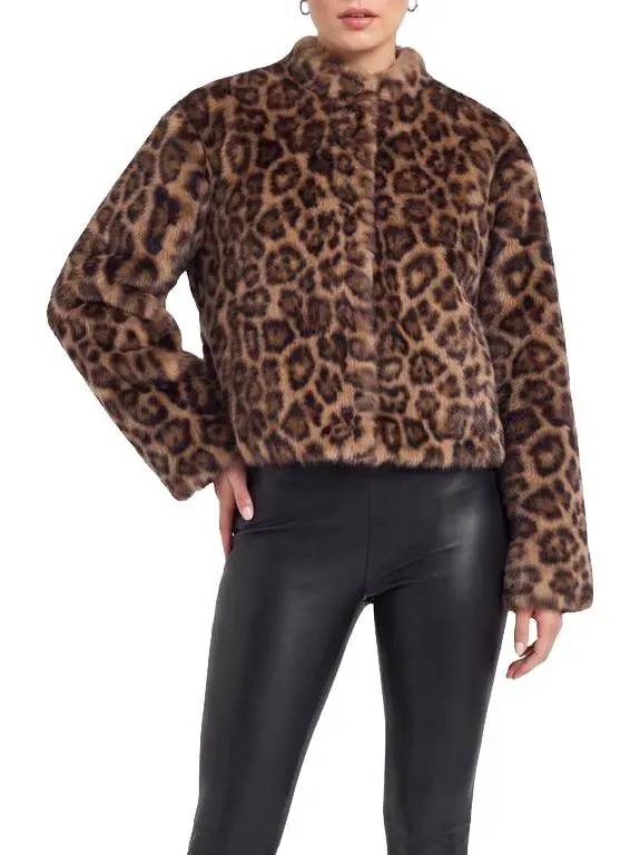 LYLA GRANT Fur-free Mink Collarless Jacket - Lprd Print