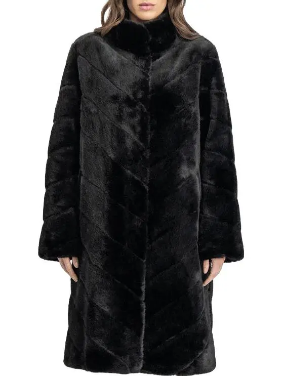 LYLA GRANT Fur-free Mink Short Coat - Black