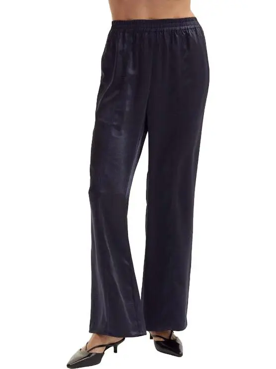CRESCENT Crushed Satin Pull-on Pants - Midnight Blue