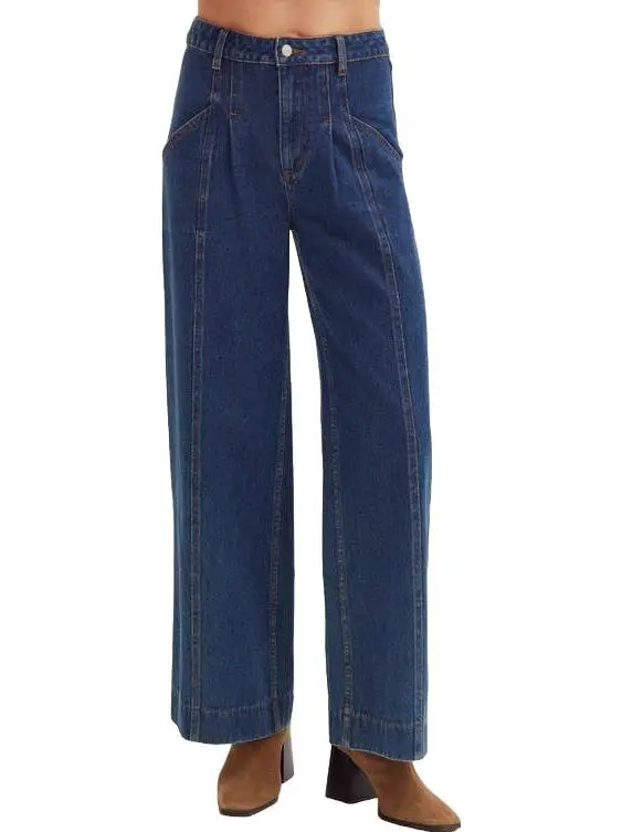 CRESCENT High-rise Flare Denim Pants - Denim Blue