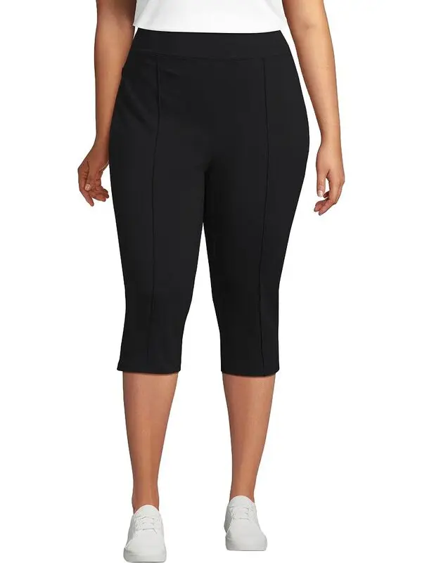 LANDS' END Starfish High Rise Pintuck Capri Pants - Black