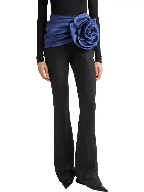 Carolina Herrera Rosette Sash Bootcut Pants - Black Multi