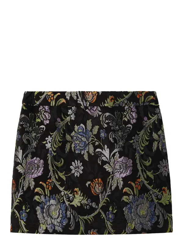 Chloé Floral-brocade Mini Skirt - Black