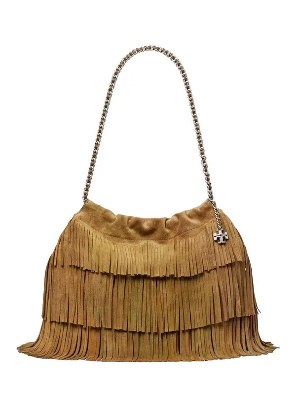 Tory Burch Fleming Suede Tote - Brown