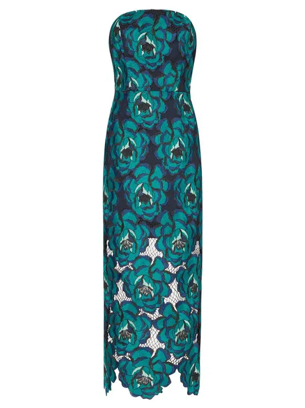 MILLY Kait Bloom Midi Dress - Turquoise