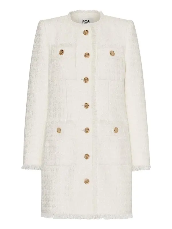 MILLY Neile Boucle Long Jacket - Ecru