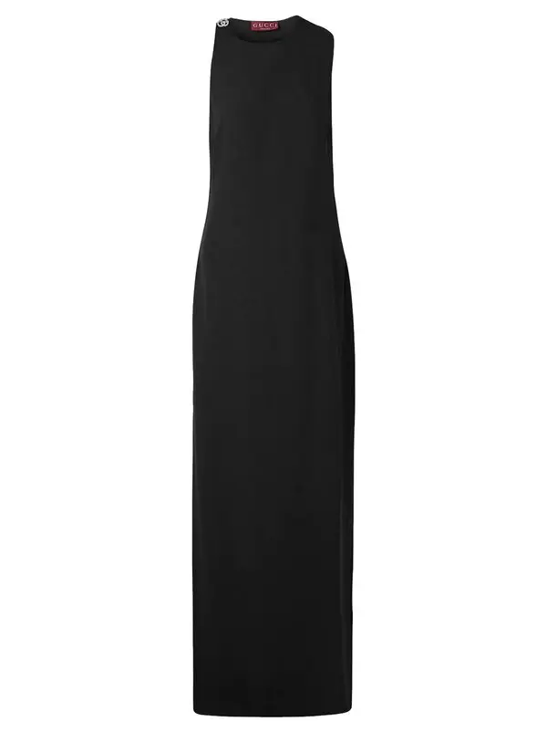 Gucci Crystal-embellished Draped Crepe De Chine Gown - Black